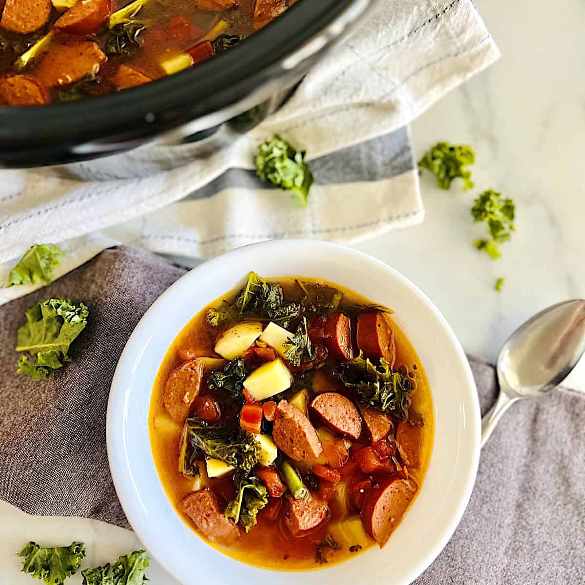 Slow Cooker Sausage Kale Soup - The Short Order Cook